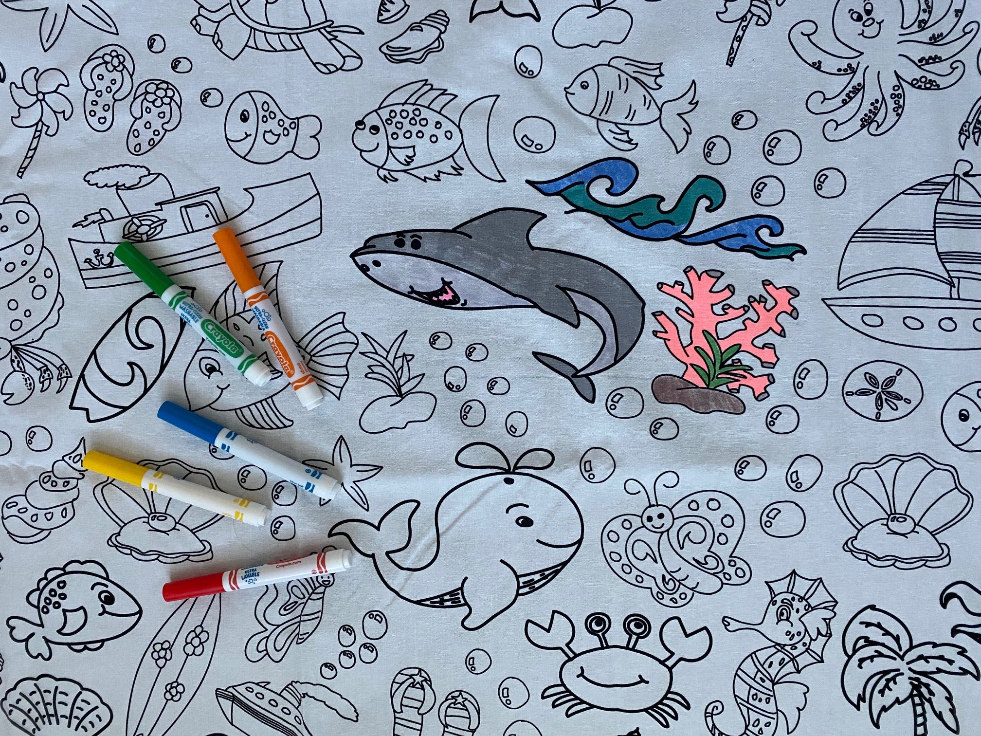 Oceantime Fun Tablecloth – The Coloring Table